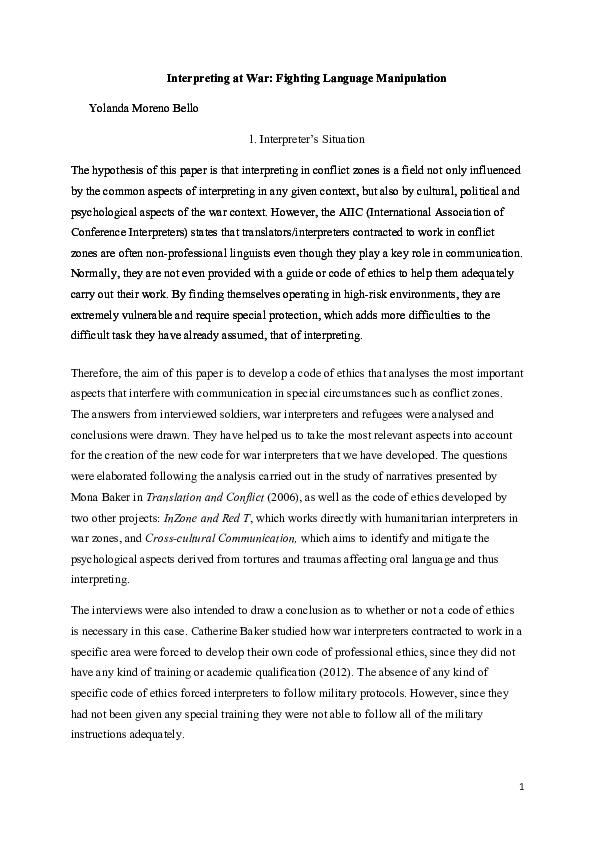 (PDF) Interpreting at War: Fighting Language Manipulation