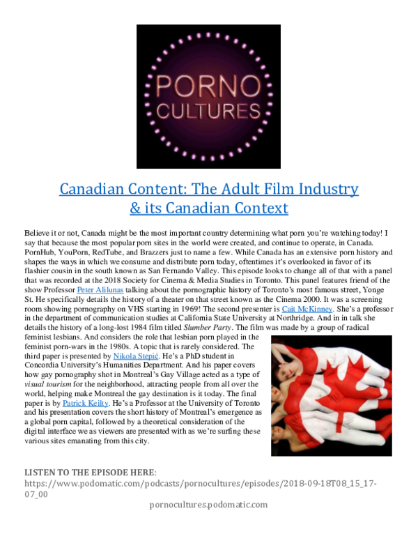 (PDF) Canadian Content: The Adult Film Industry & its Canadian Context
