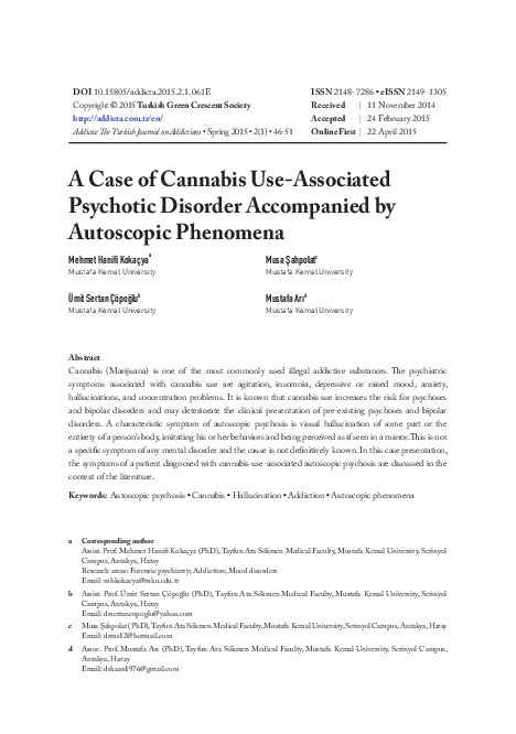 (PDF) ADDICTA 2(1) A Case of Cannabis Use-Associated Psychotic Disorder ...