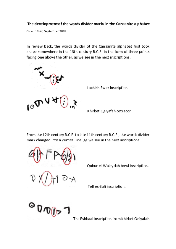 (PDF) The development of the words divider marks in the Canaanite ...