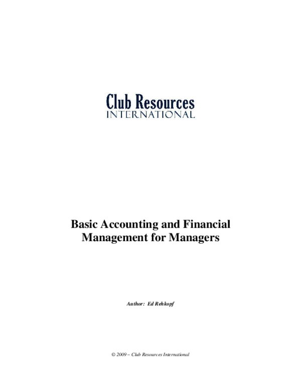 (PDF) Basic Accounting and Financial Management for Managers