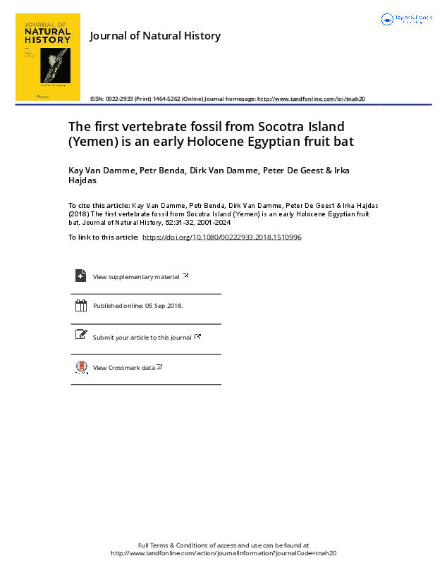 (PDF) The first vertebrate fossil from Socotra Island (Yemen) is an ...