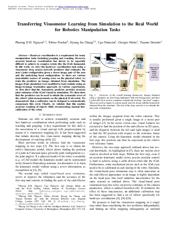(PDF) Transferring Visuomotor Learning from Simulation to the Real World for Robotics ...