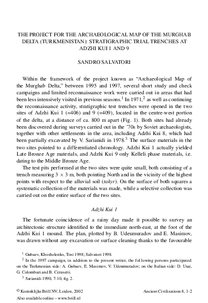 (PDF) Archaeological Map of the Murghab Delta”(Turkmenistan): Test ...