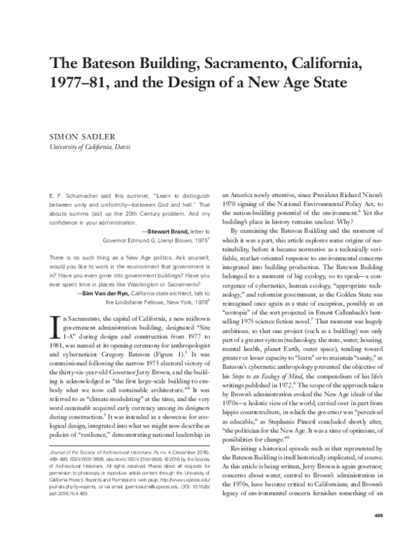 (PDF) The Bateson Building, Sacramento, California, 1977–81, and the ...