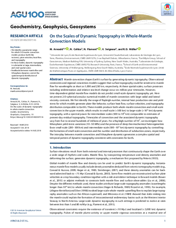 (PDF) Geochemistry, Geophysics, Geosystems On the Scales of Dynamic ...
