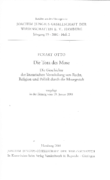 (PDF) Eckart Otto, Die Tora des Mose. Die Geschichte der literarischen ...