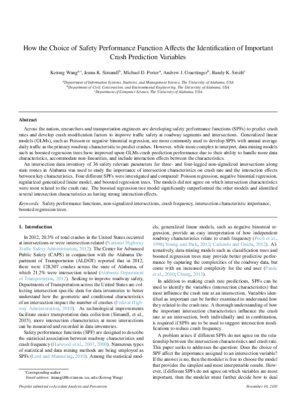 (PDF) How the Choice of Safety Performance Function Affects the Identification of Important ...