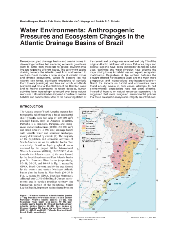 (PDF) Water Environments: Anthropogenic Pressures and Ecosystem Changes ...