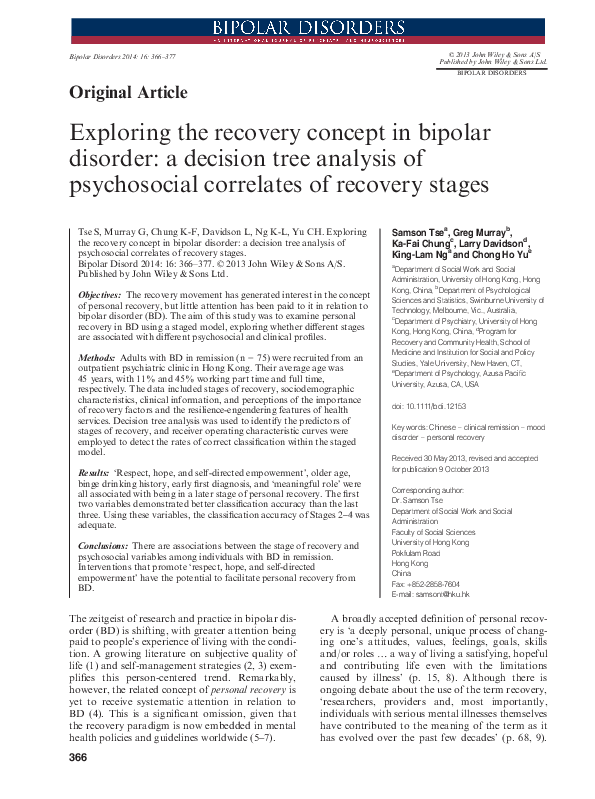 (PDF) Exploring the recovery concept in bipolar disorder: a decision ...