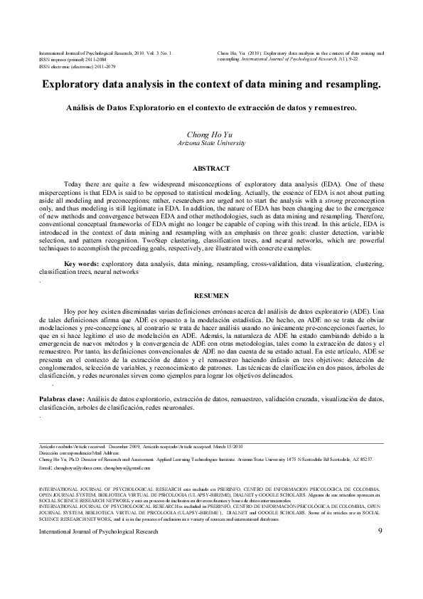 (PDF) Exploratory data analysis in the context of data mining and resampling