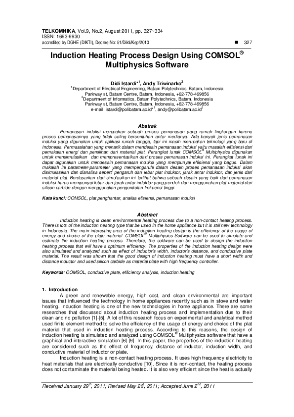 (PDF) Induction Heating Process Design Using COMSOL ® Multiphysics Software