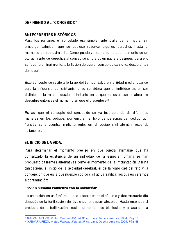 (DOC) DEFINIENDO AL " CONCEBIDO " ANTECEDENTES HISTÓRICOS