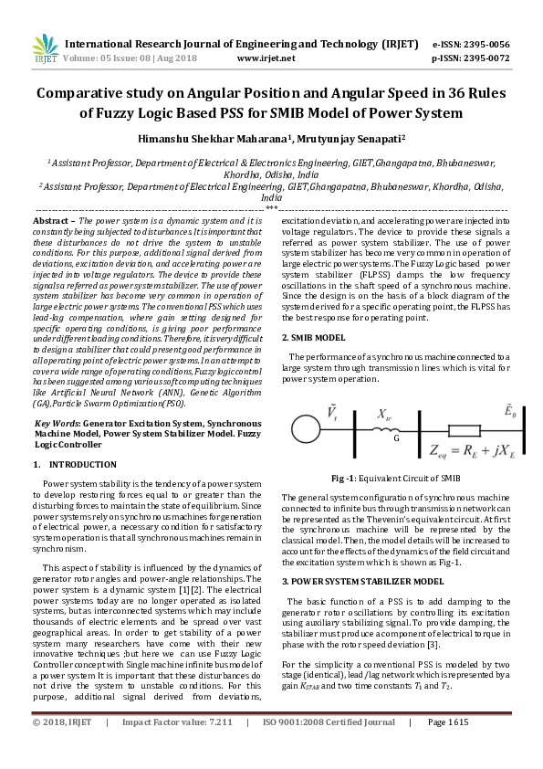 (PDF) Comparative study on Angular Position and Angular Speed in 36 Rules of Fuzzy Logic Based ...