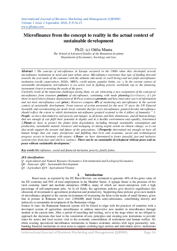 (PDF) Microfinance from the concept to reality in the actual context of ...
