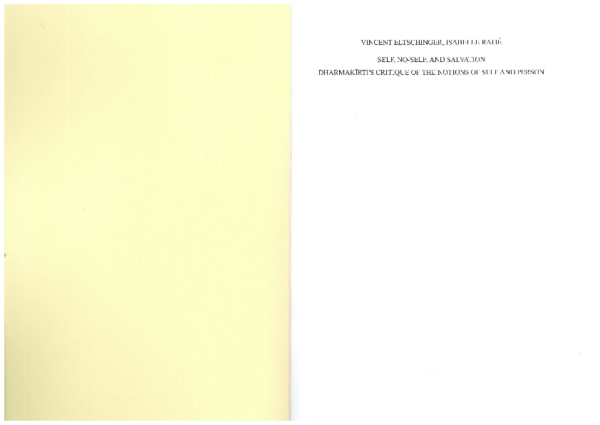 (PDF) Self, No-Self, and Salvation. Dharmakīrti’s Critique of the ...