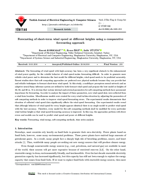 Pdf Forecasting Of Short Term Wind Speed At Different Heights Using A Comparative Forecasting