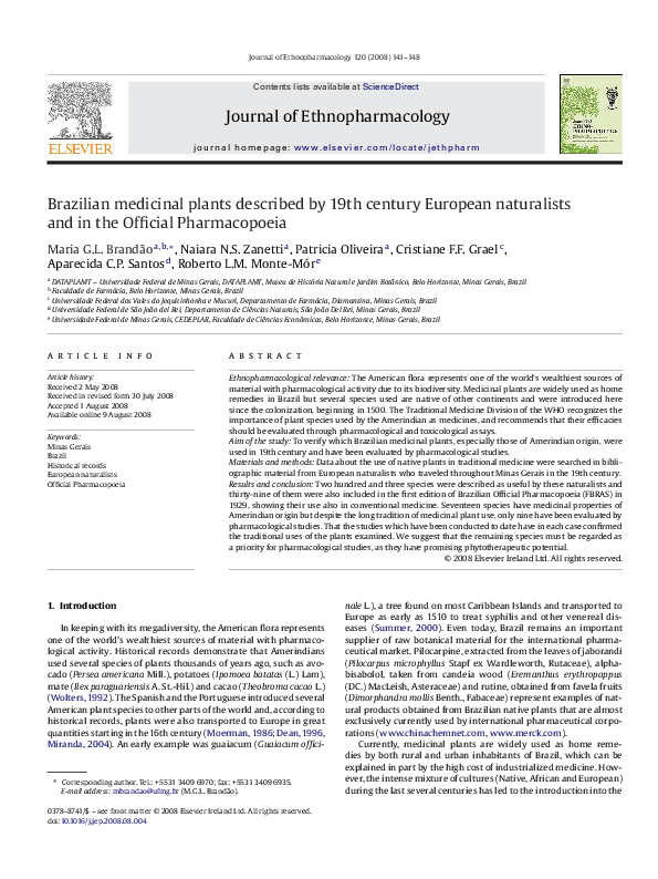 (PDF) Brazilian medicinal plants described by 19th century European ...