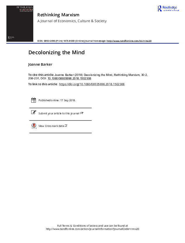 (PDF) Decolonizing the Mind (2018) Essay