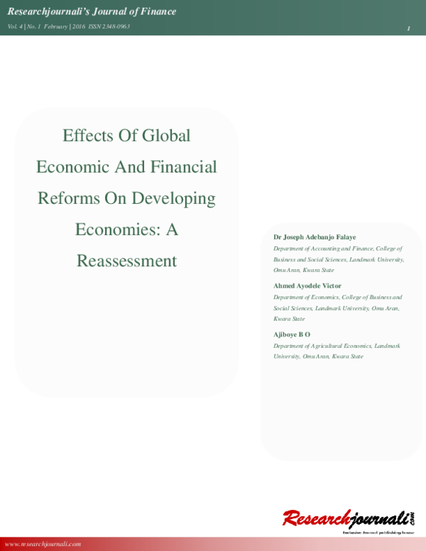 (PDF) EFFECTS OF GLOBAL ECONOMIC AND FINANCIAL REFORMS ON DEVELOPING ...