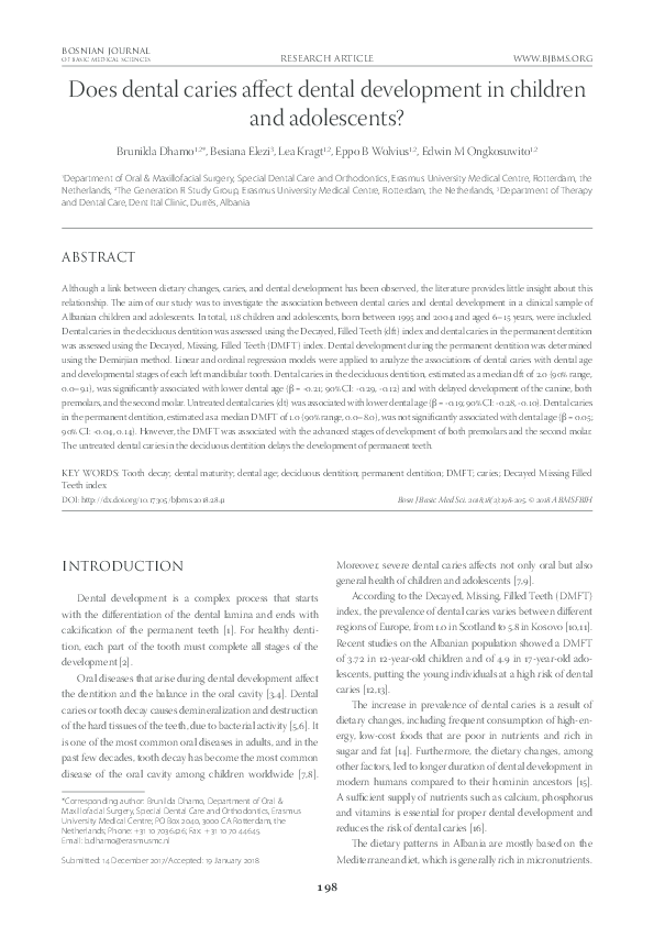 (PDF) Does dental caries affect dental development in children and ...