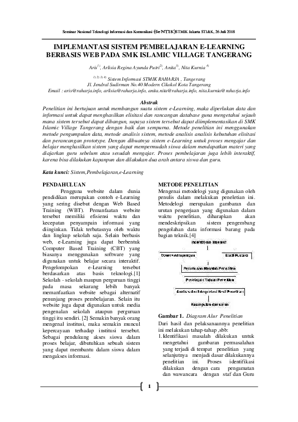 (PDF) IMPLEMANTASI SISTEM PEMBELAJARAN E-LEARNING BERBASIS WEB PADA SMK ISLAMIC VILLAGE ...