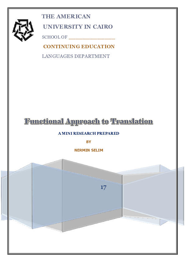 (PDF) Functional Approach to Translation