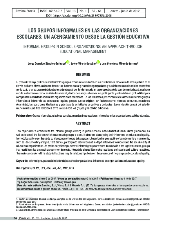 (PDF) INFORMAL GROUPS IN SCHOOL ORGANIZATIONS: AN APPROACH THROUGH ...