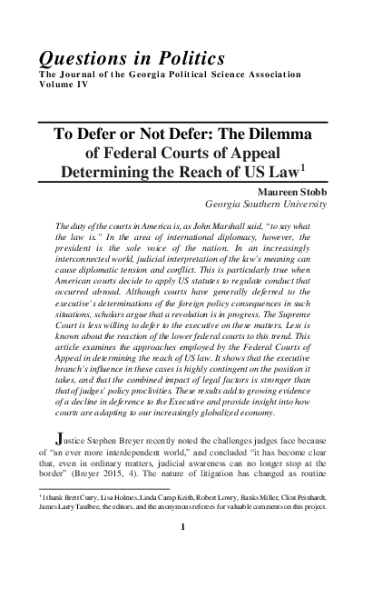 (PDF) To Defer or Not Defer: The Dilemma of Federal Courts of Appeal ...