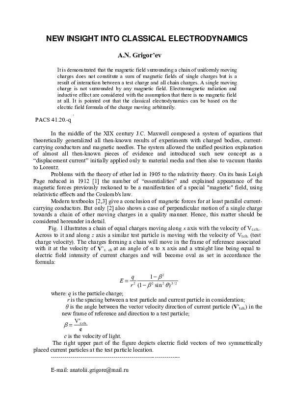 (PDF) NEW INSIGHT INTO CLASSICAL ELECTRODYNAMICS