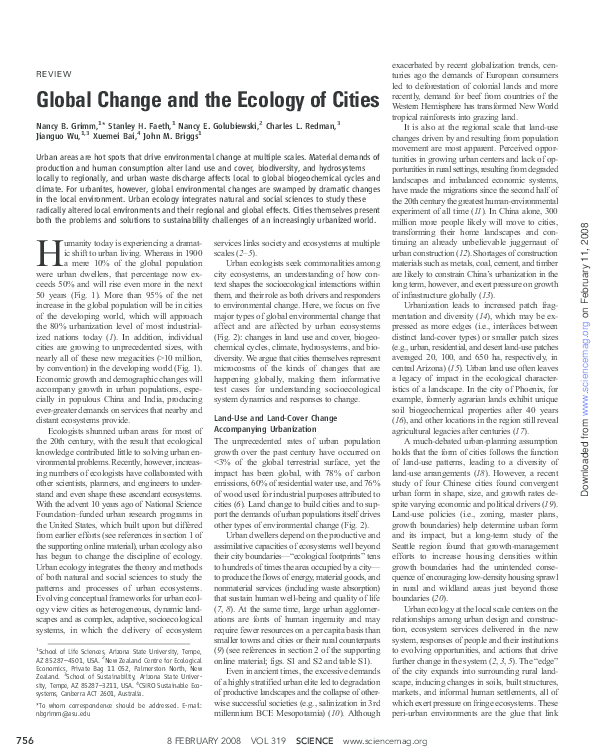 (PDF) Global Change and the Ecology of Cities