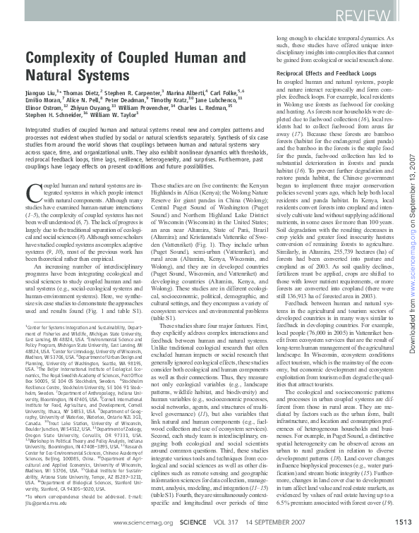(PDF) Complexity of Coupled Human and Natural Systems