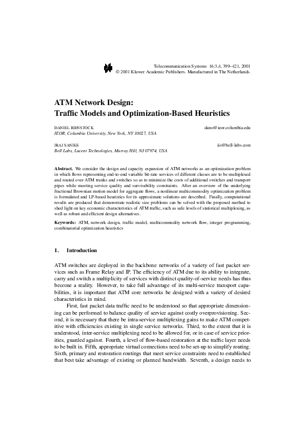 (PDF) ATM Network Design: Traffic Models and Optimization-Based Heuristics