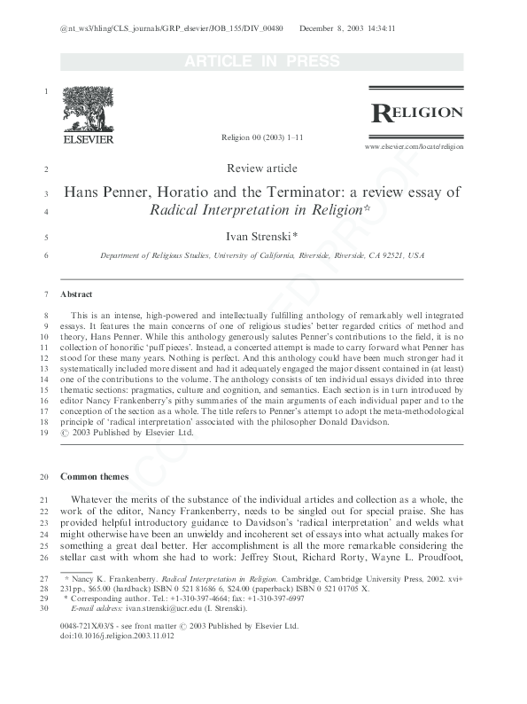 (PDF) Hans Penner, Horatio and the Terminator: a review essay of ...
