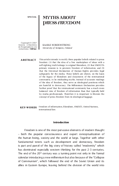(PDF) Myths About Press Freedom