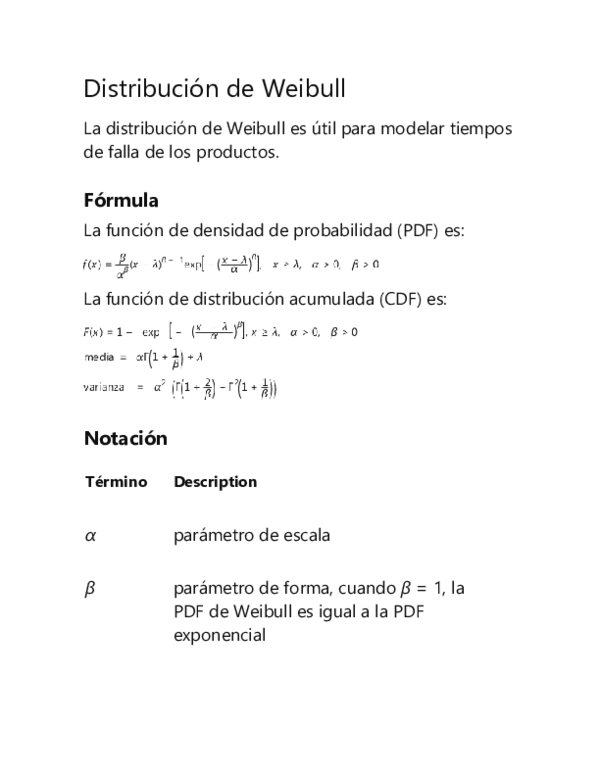 (DOC) Distribución de Weibull