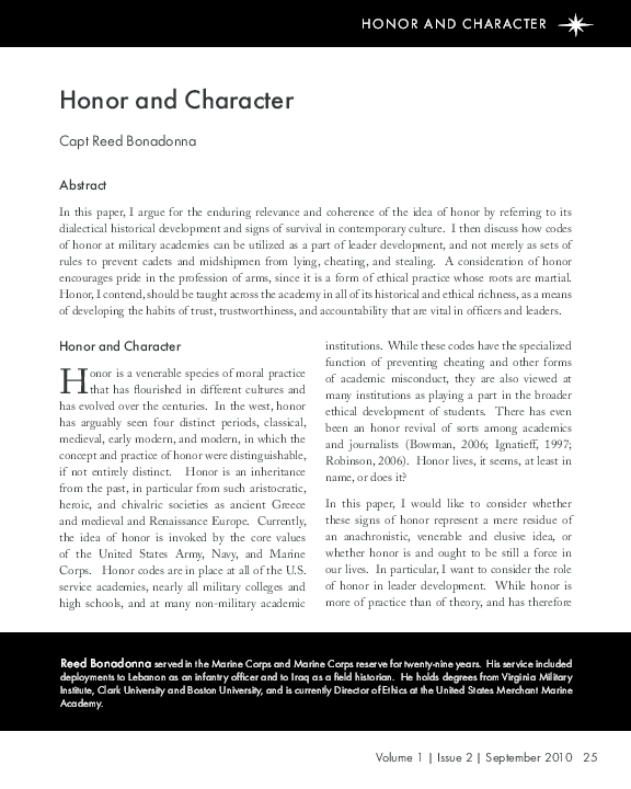 (PDF) Honor and Character