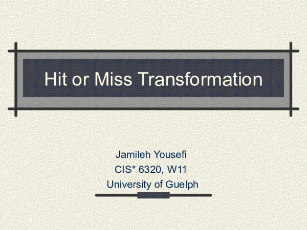 (PDF) Hit or Miss Transformation