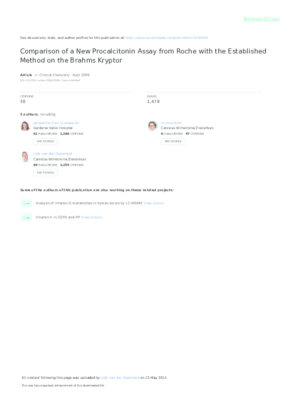 (PDF) Comparison of a New Procalcitonin Assay from Roche with the ...