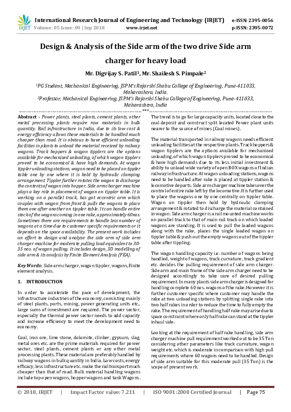 (PDF) IRJET- Design & Analysis of the Side arm of the two drive Side ...