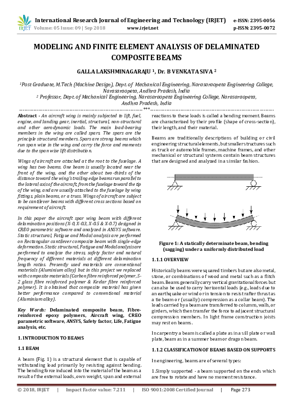 (PDF) IRJET- MODELING AND FINITE ELEMENT ANALYSIS OF DELAMINATED COMPOSITE BEAMS | IRJET Journal ...