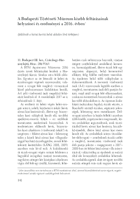 (PDF) Locations and results of small scale excavations of the Budapest ...