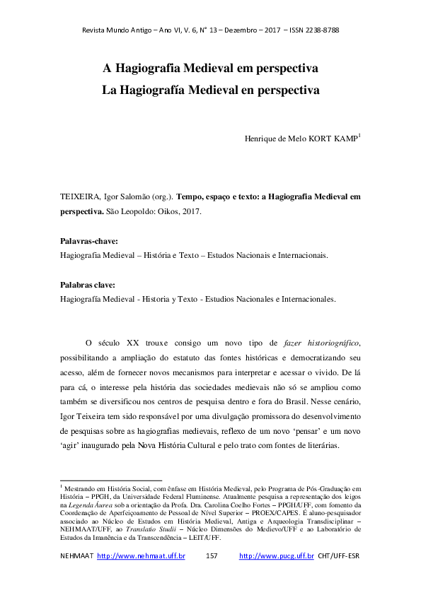 (PDF) A Hagiografia Medieval em perspectiva (Resenha)