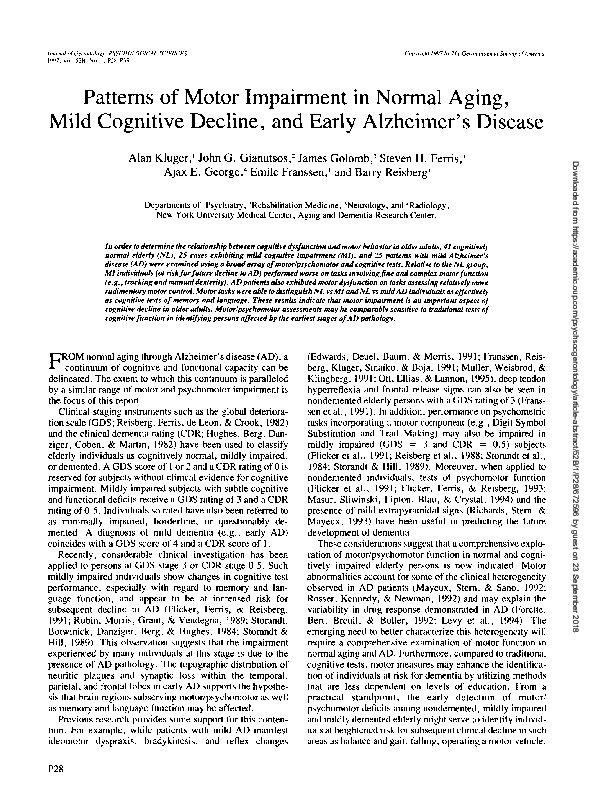 (PDF) Patterns of Motor Impairment in Normal Aging, Mild Cognitive ...