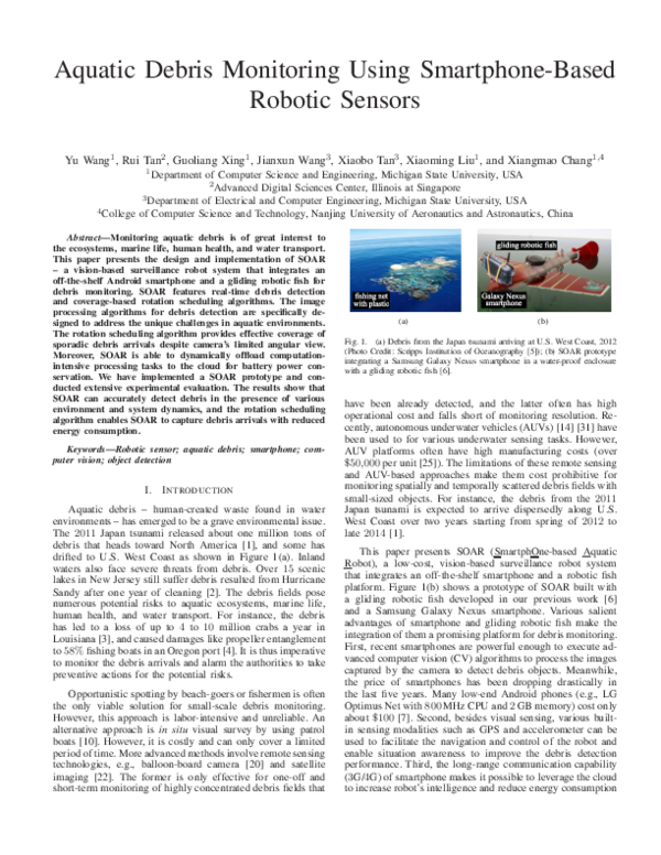 (PDF) Aquatic Debris Monitoring Using Smartphone-Based Robotic Sensors