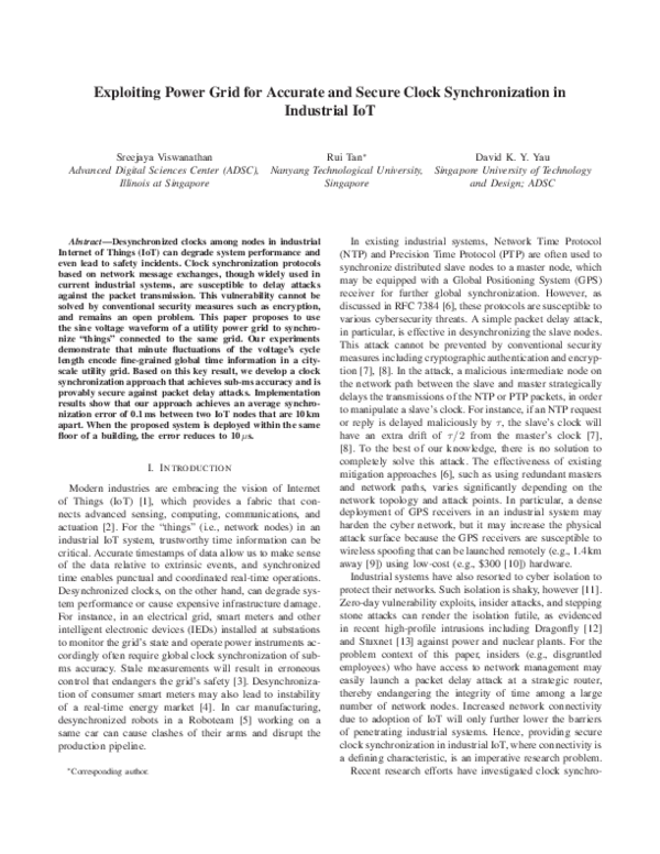 Pdf Exploiting Power Grid For Accurate And Secure Clock