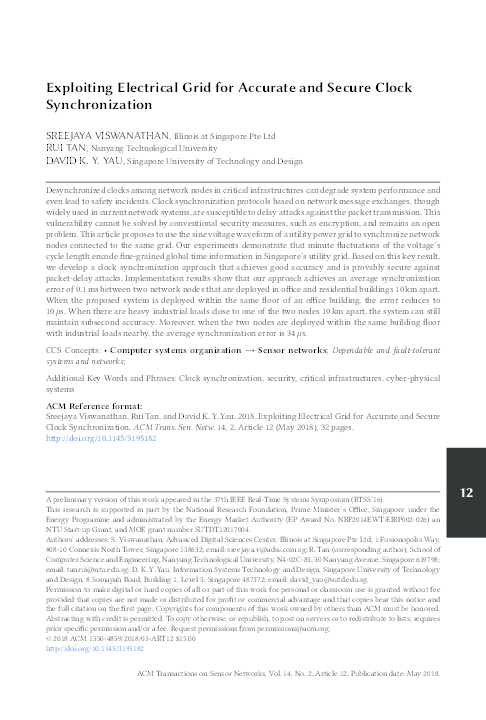 Pdf Exploiting Electrical Grid For Accurate And Secure Clock