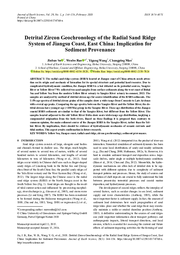 (PDF) Detrital Zircon Geochronology of the Radial Sand Ridge System of ...