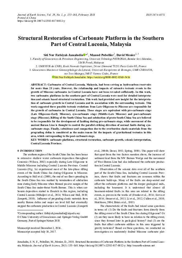 (PDF) Structural Restoration of Carbonate Platform in the Southern Part ...