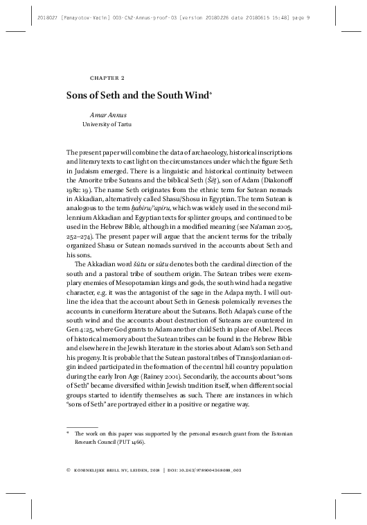 (PDF) Sons of Seth and the South Wind